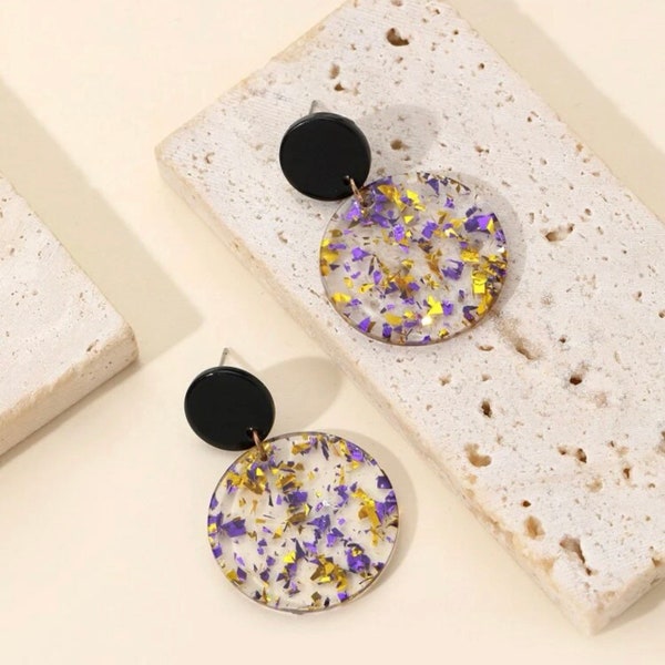 Purple Gold Earrings - Etsy