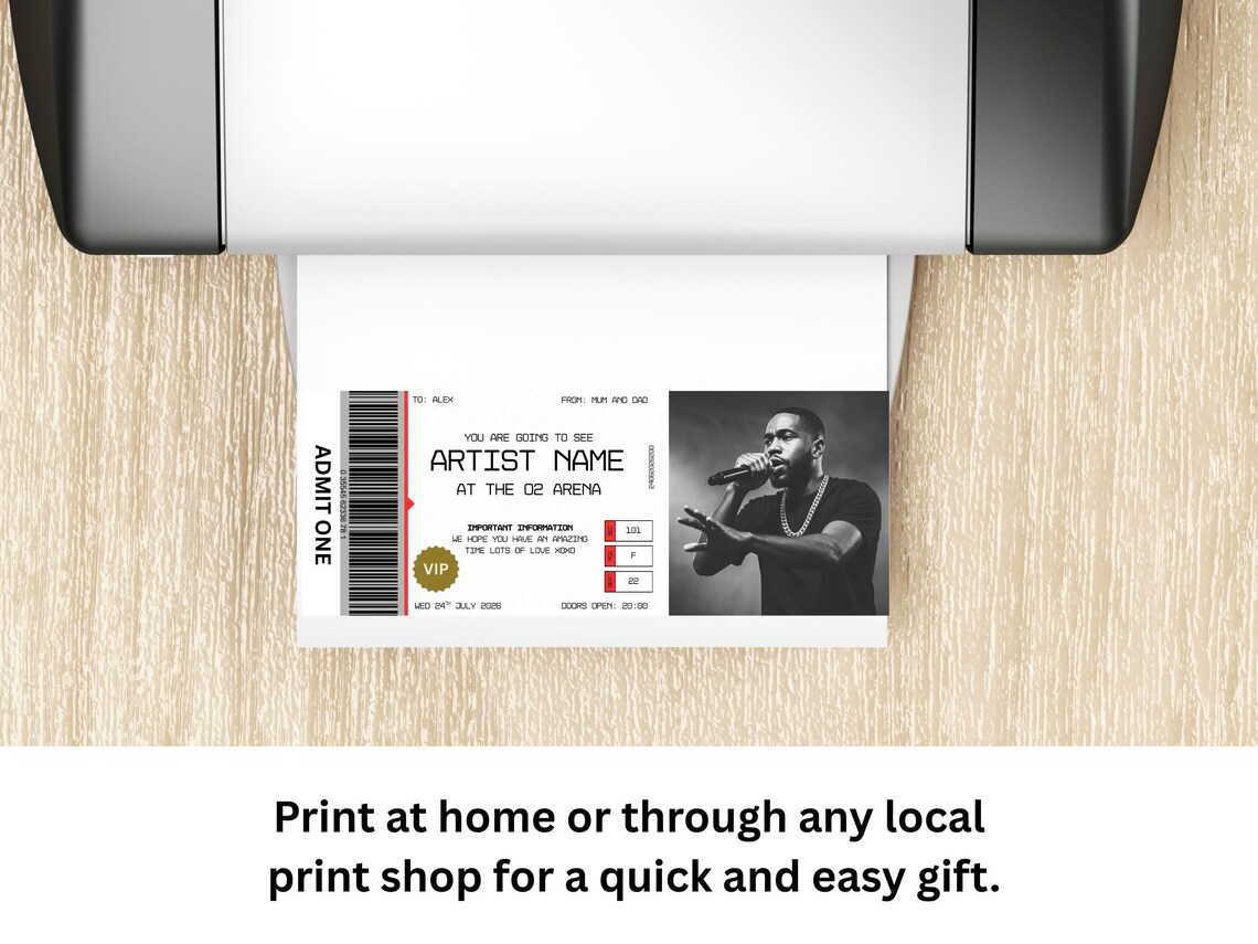 Concert Gift Certificate, Editable Event Voucher, Printable Coupon ...