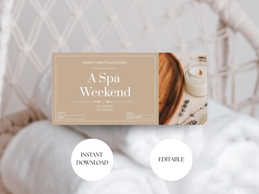 Editable Spa Day Certificate, Printable Voucher Template, Relaxation ...