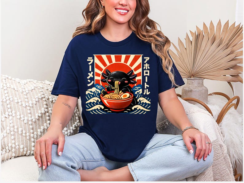 Axolotl Ramen T Shirt, Japanese Noodle Graphic Tee, Kawaii Anime Shirt ...