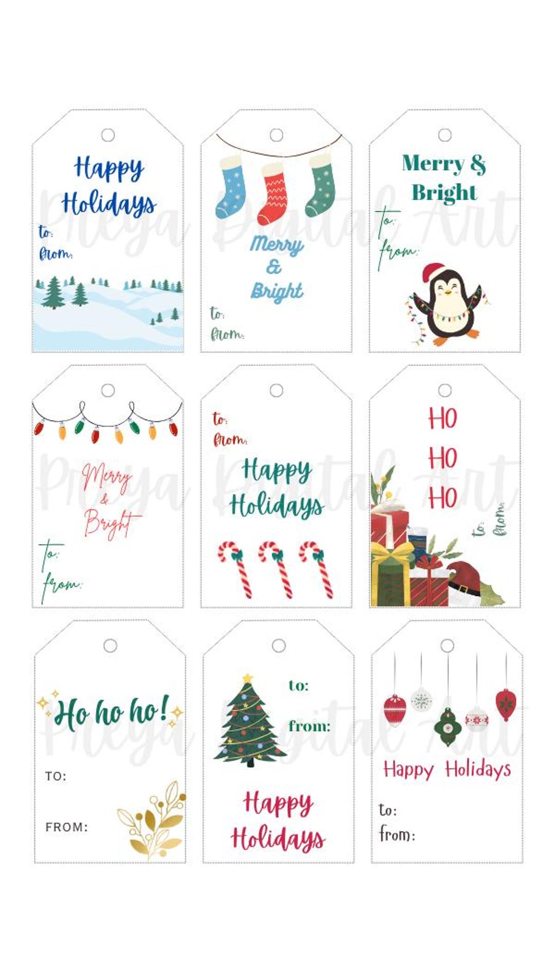 Printable Christmas Gift Tags | Holiday Designs (instant Download) - Etsy