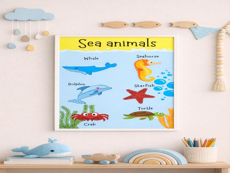 Sea, Flying & Farm Animals Posters – Kids Educational Printable Wall ...