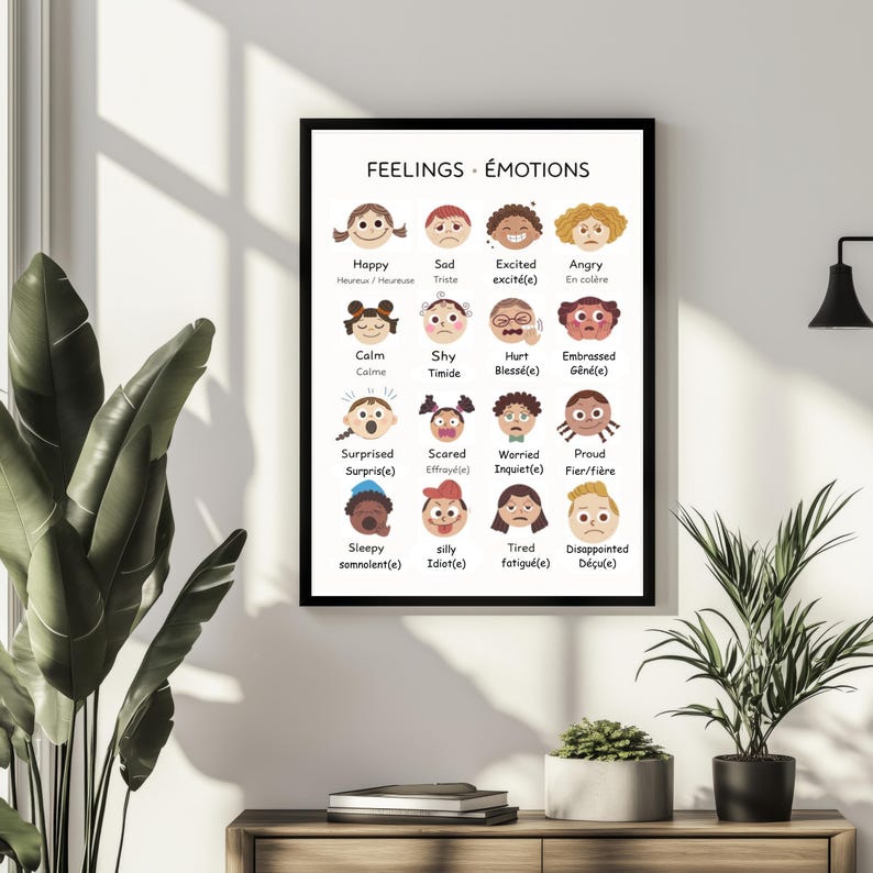 Feelings & Emotions Poster for Kids – Bilingual English French ...