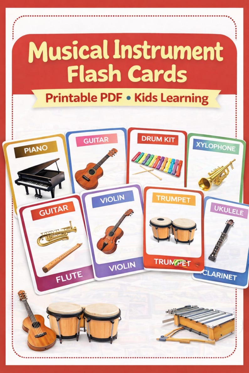 Musical Instrument Flash Cards for Kids | Printable Music Vocabulary ...