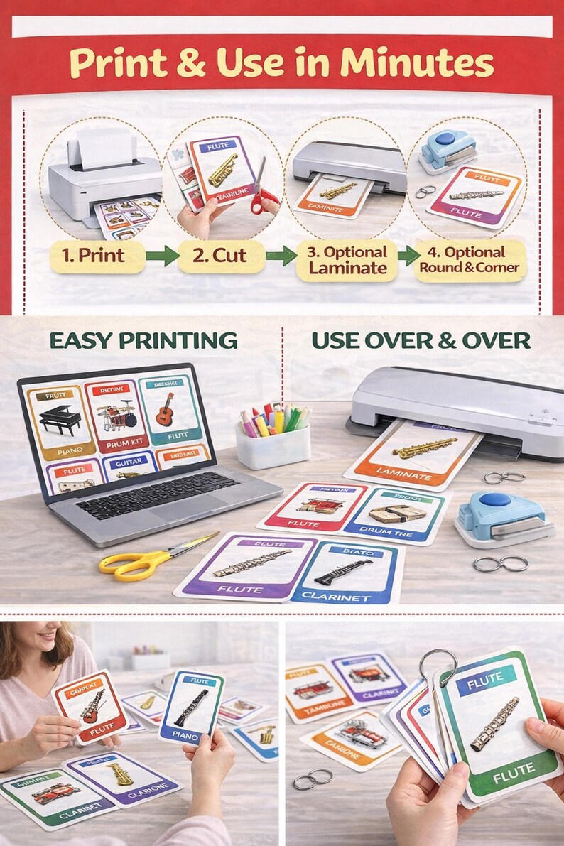 Musical Instrument Flash Cards for Kids | Printable Music Vocabulary ...