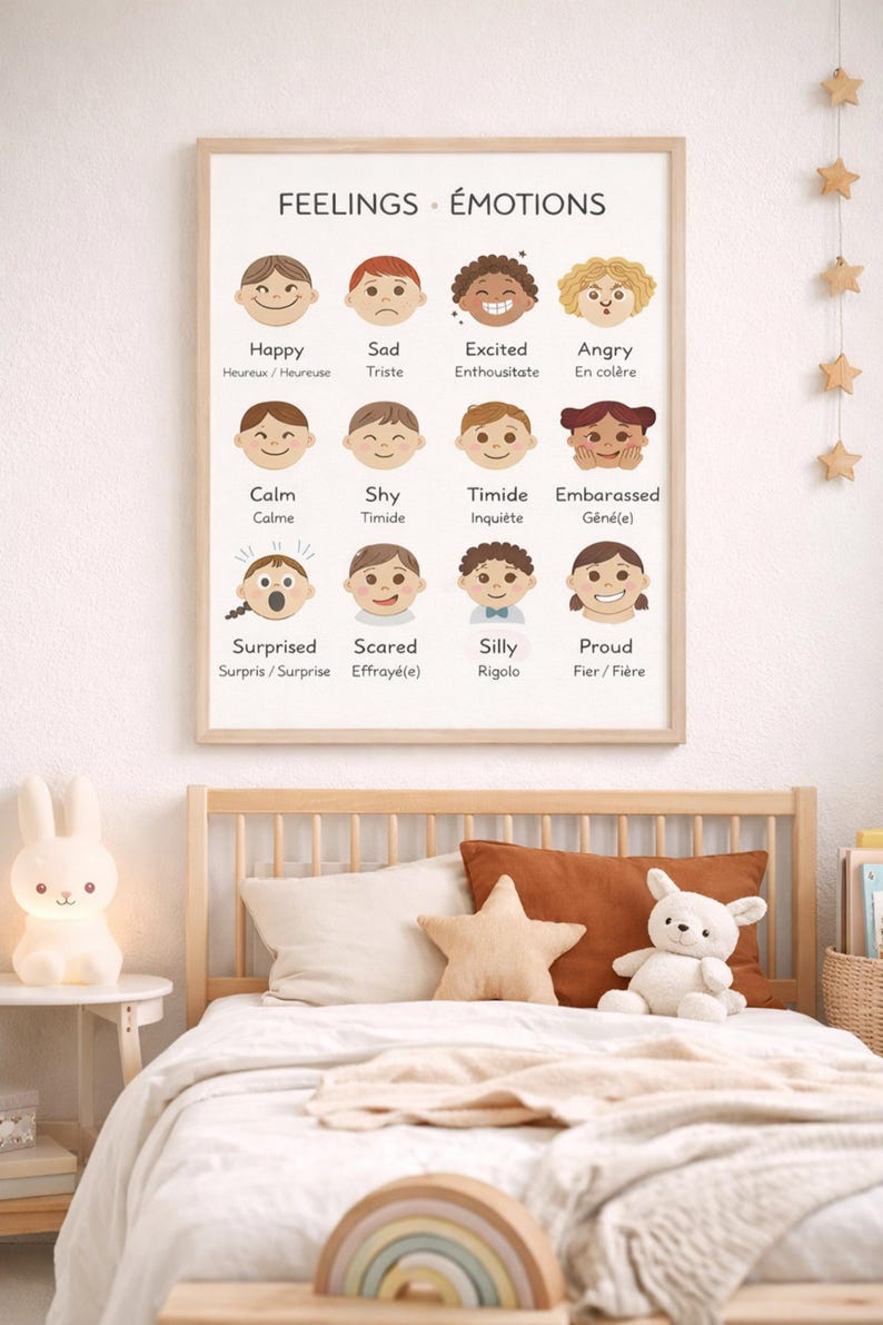 Feelings & Emotions Poster for Kids – Bilingual English French ...