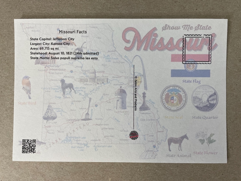 New Postcard 4x6 Missouri 50 States Map Series - Etsy
