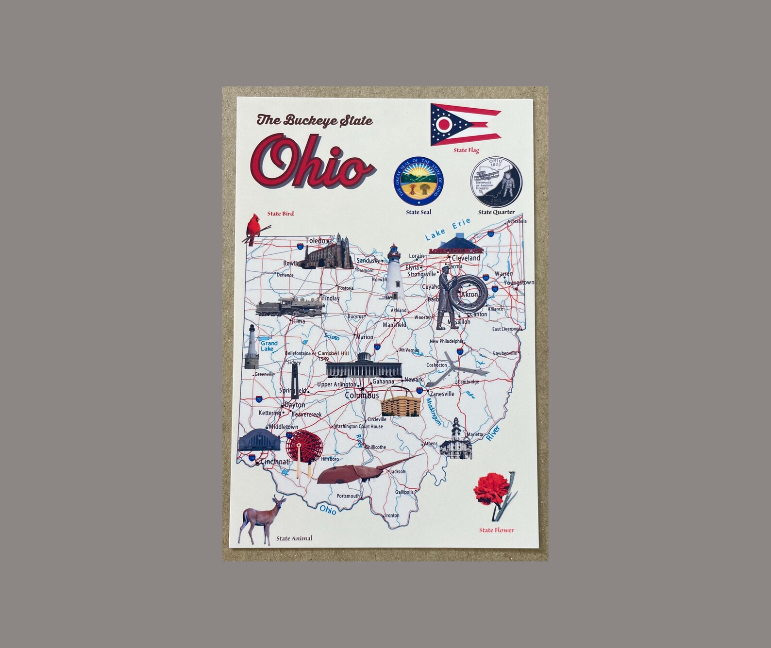 New Postcard 4x6 Ohio 50 States Map Series - Etsy