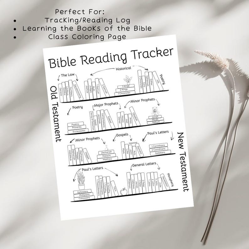 Bible Reading Tracker | Bookshelf Coloring Page (digital Download) - Etsy