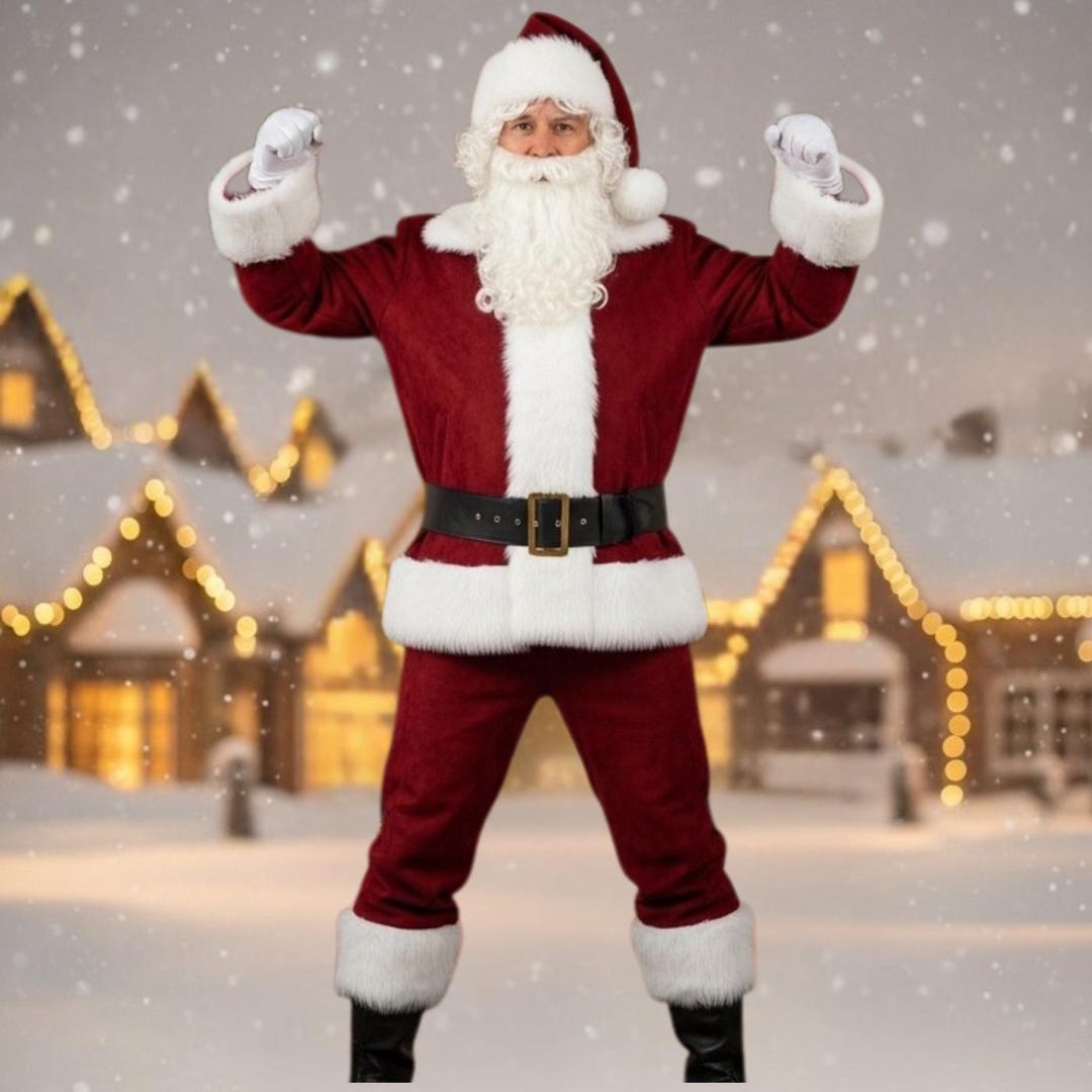 Luxury Santa Costume – Real Suede Leather & Warm Fur - Etsy