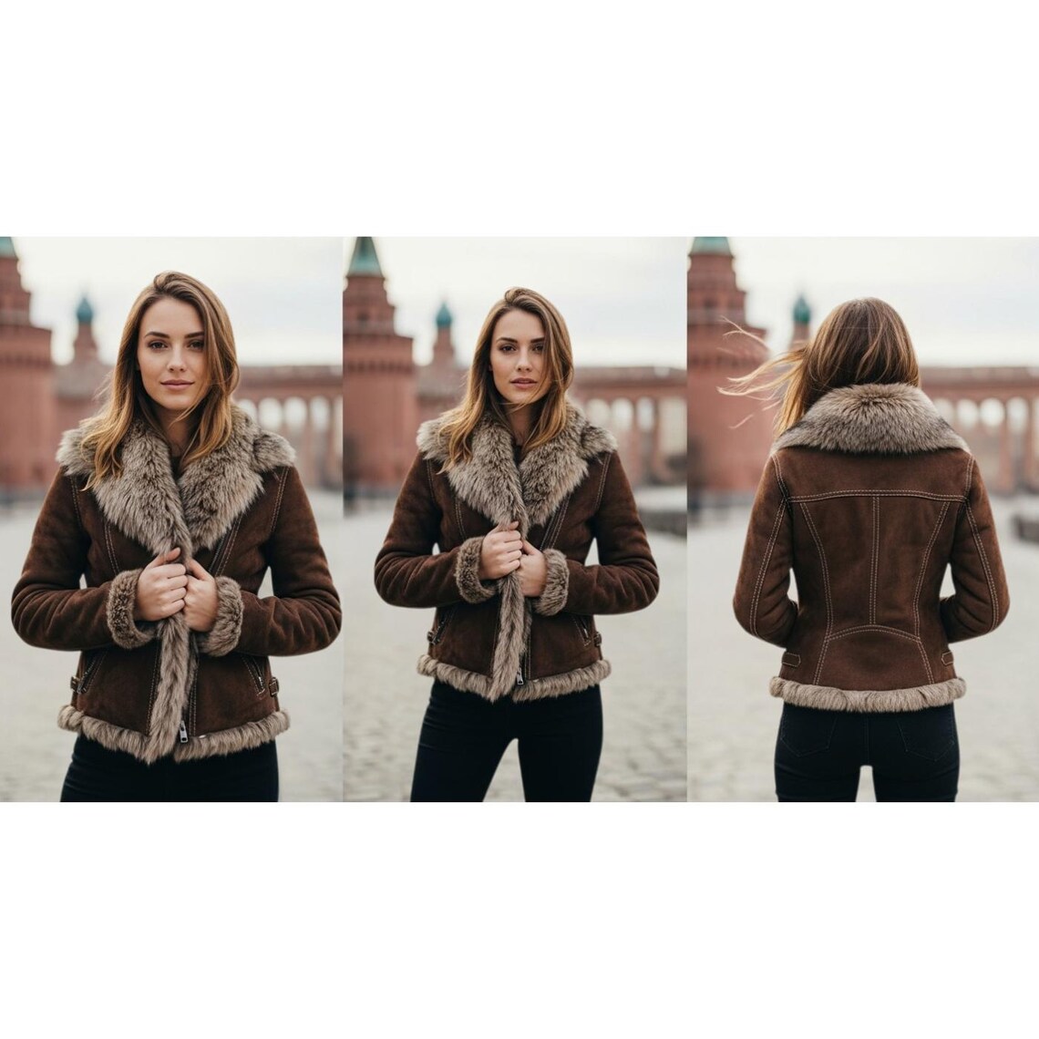 Luxury Suede Fur Winter Jacket - Warm Shearling-style Suede Leather ...