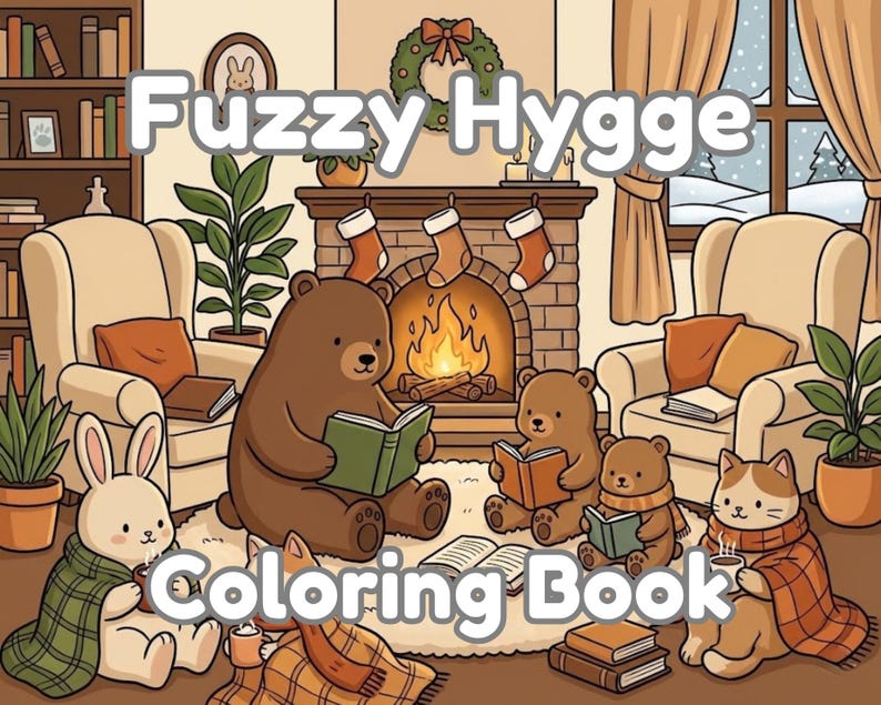 Fuzzy Hygge Coloring Book | Cozy Kawaii Animals Printable PDF | Stress ...