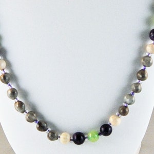Job's Tears Necklace With Purple Salwag Beads and Green Jade, 31 Inches ...