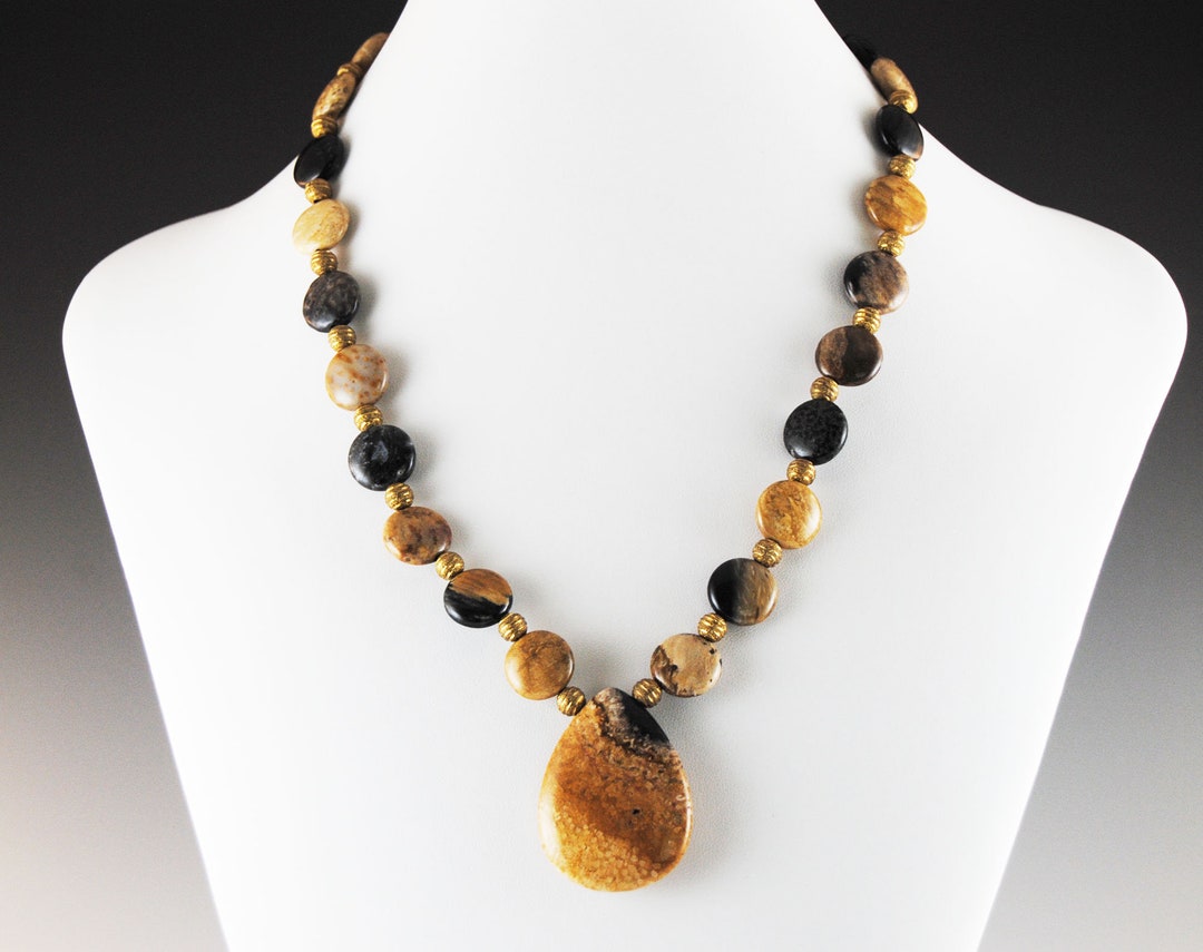 Petrified Coconut Tree Agate Necklace - Etsy