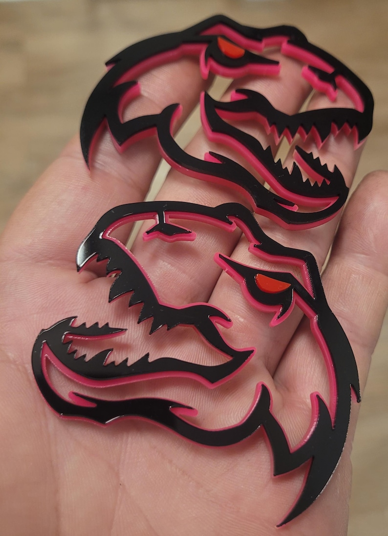 Ram T-rex Emblems Black Pink 3D Acrylic Truck Badge Set for 1500 2500 ...