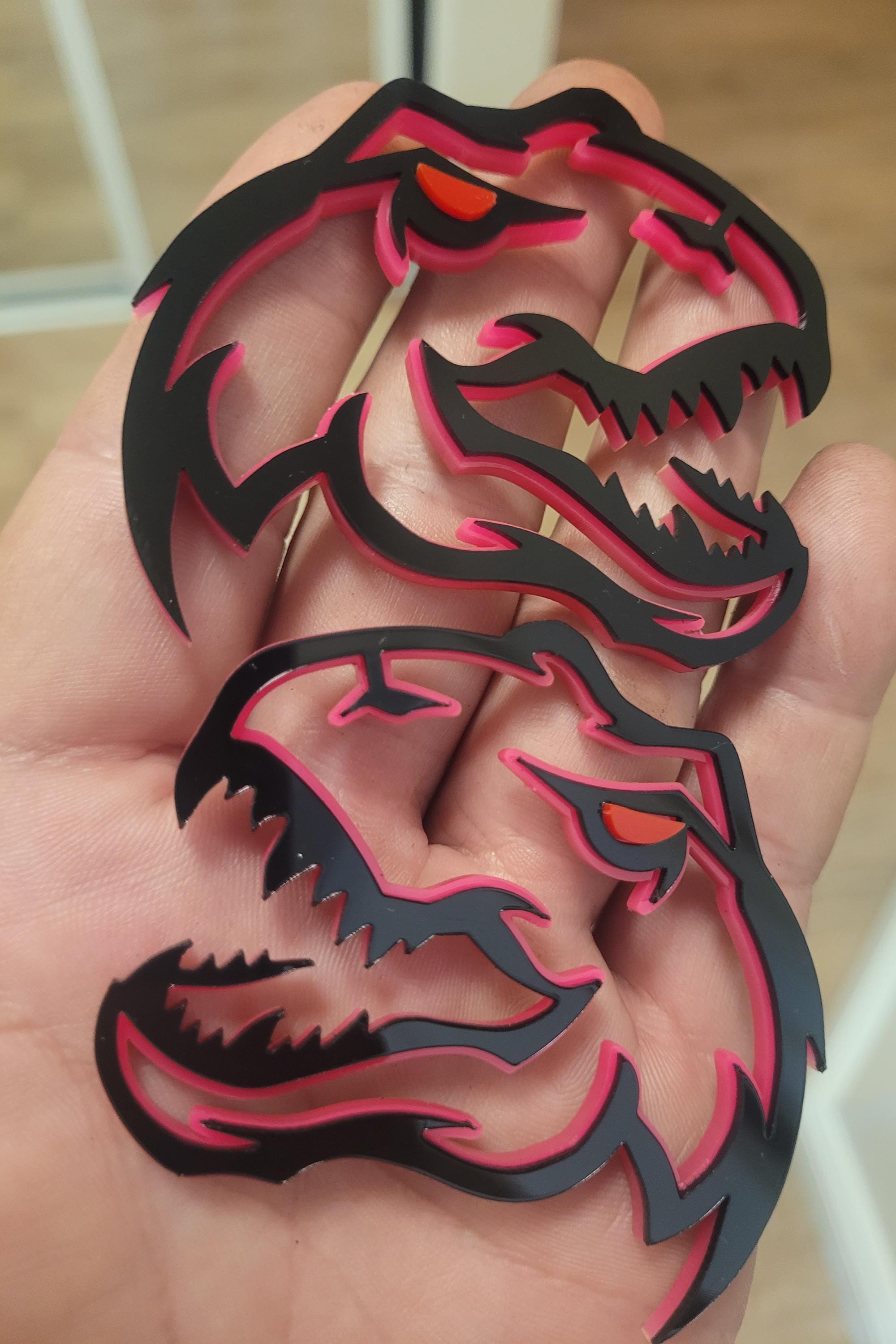 Ram T-rex Emblems Black Pink 3D Acrylic Truck Badge Set for 1500 2500 ...