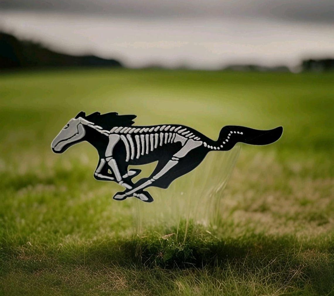Mustang Skeleton Pony Running Horse 05-09 Grille Emblem Skeleton Logo ...
