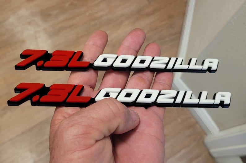 Ford Truck Emblems 7.3L Godzilla Red White Black Custom Badge Pair - Etsy