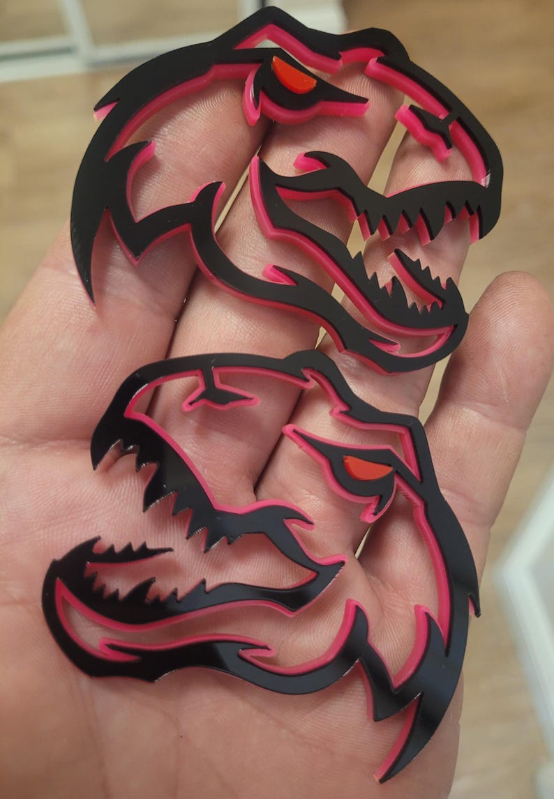 Ram T-rex Emblems Black Pink 3D Acrylic Truck Badge Set for 1500 2500 ...