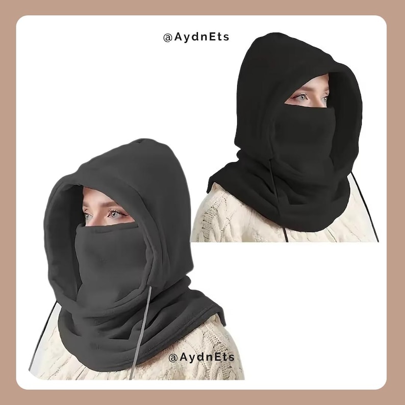 Unisex Knit Balaclava Hood, Windproof Face Cover - Etsy