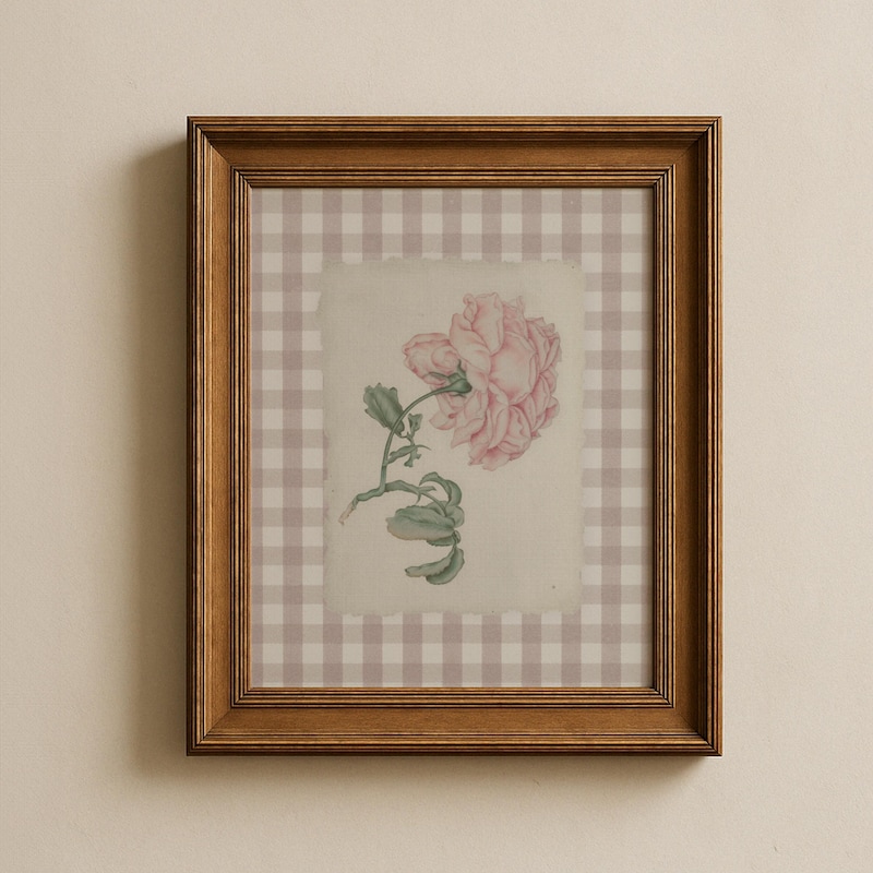 Gingham Botanical Print - Etsy