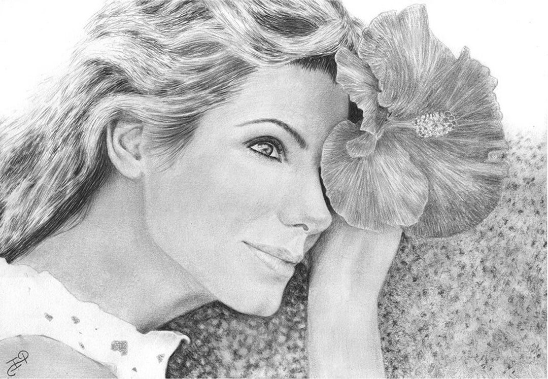Sandra Bullock Original Pencil Drawing Actress Realistic Graphite ...