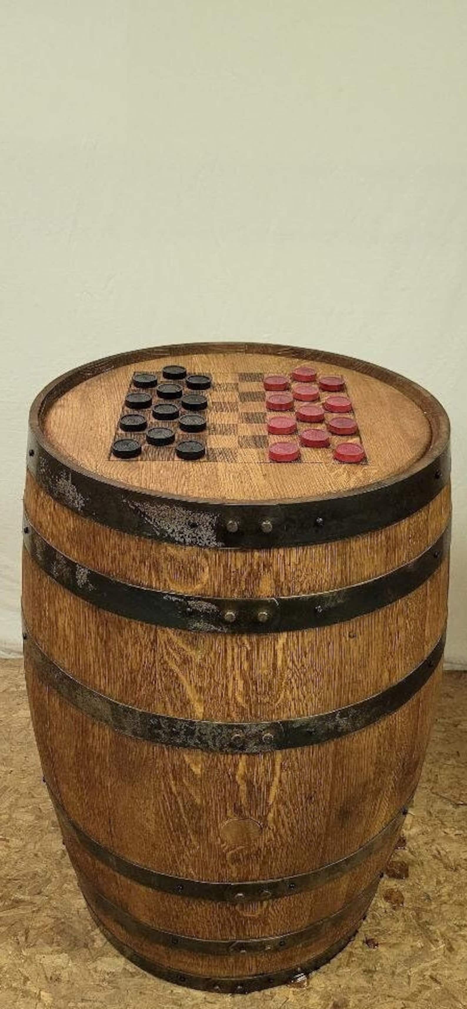 Whiskey Barrel Laser Engraved Checker-chess Board Game Table-free ...