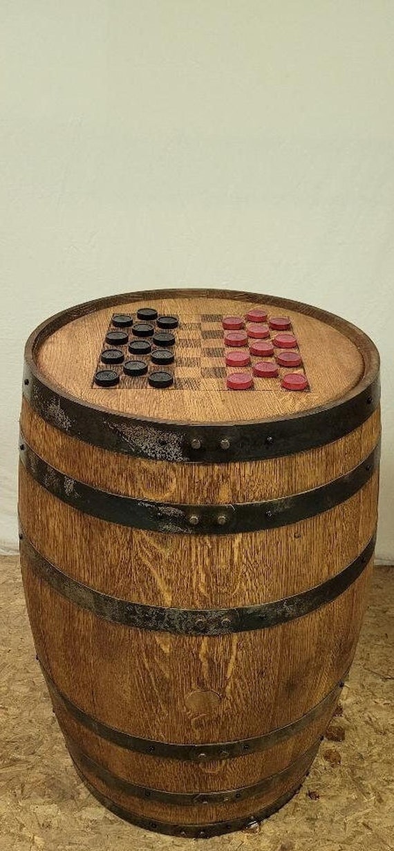 Whiskey Barrel Laser Engraved Checker-chess Board Game | Etsy
