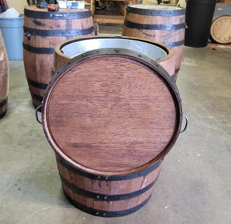 Whiskey Barrel Cooler With Plain Lid-free SHIPPING - Etsy