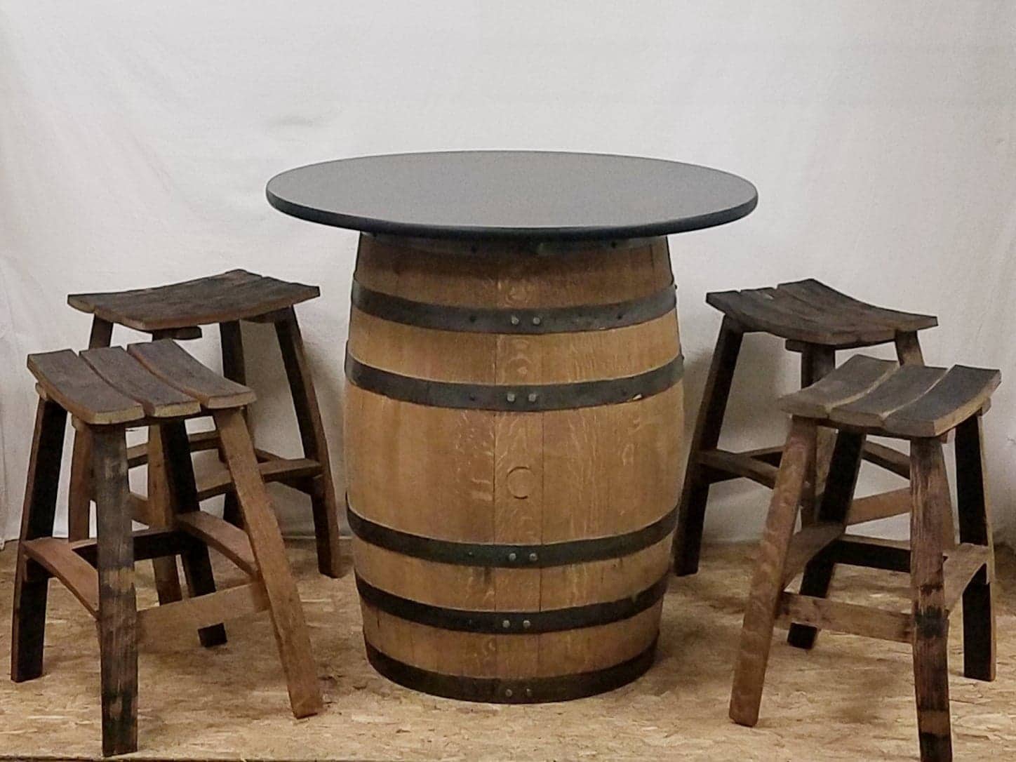 Whiskey Barrel Table C/36 Table Top4 Rustic Bar Stools-free SHIPPING - Etsy