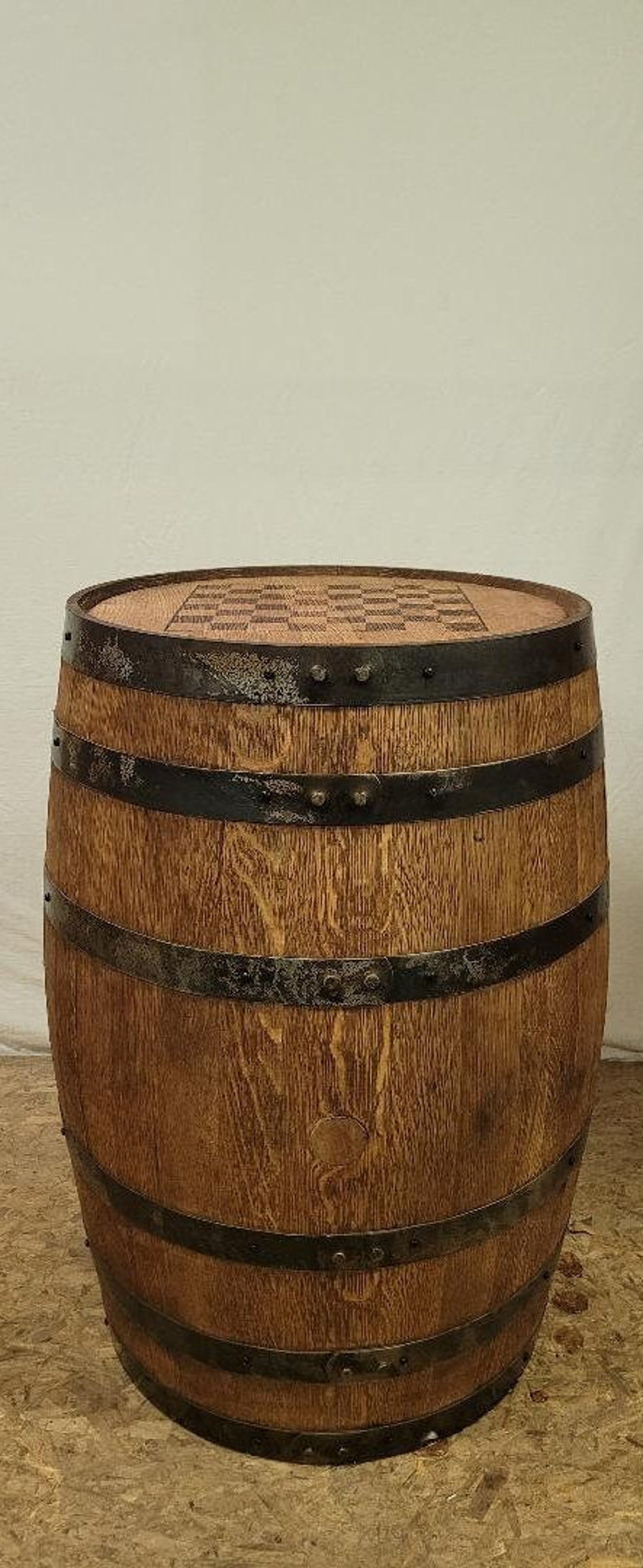 Whiskey Barrel Laser Engraved Checker-chess Board Game Table-free ...