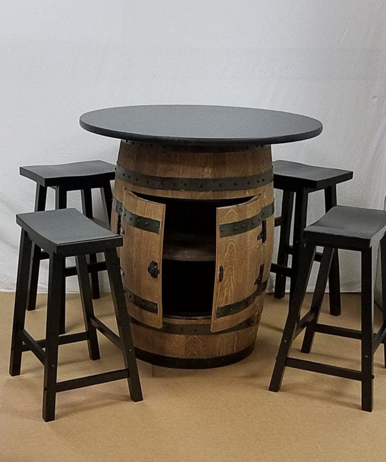 Whiskey Barrel Table Cabinet-36 Table Top4 Bar Stools-free SHIPPING - Etsy
