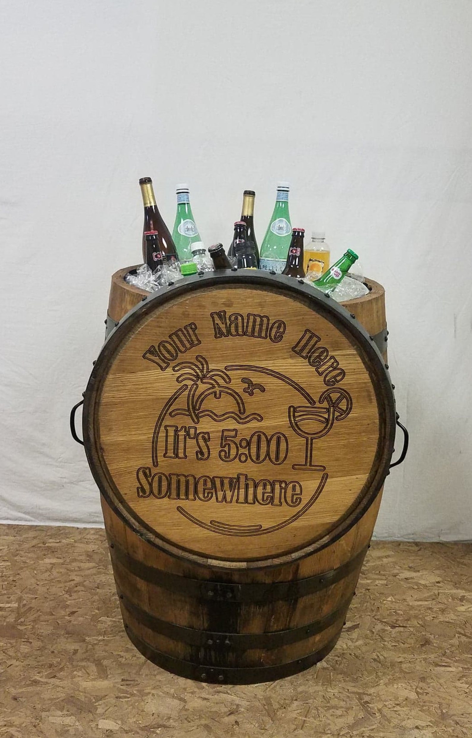 Whiskey Barrel Cooler With Personalized Lid-your Name or Design-free ...