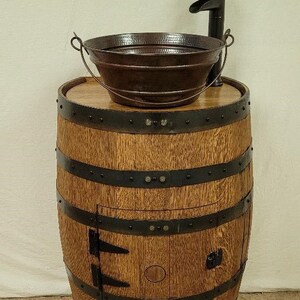 3/4 Whiskey Barrel Vessel Vanity 15 Copper Bucket Sink-oil Rubbed ...