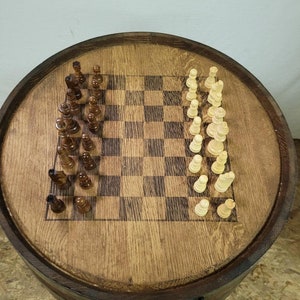 Whiskey Barrel Laser Engraved Checker-chess Board Game Table-free ...