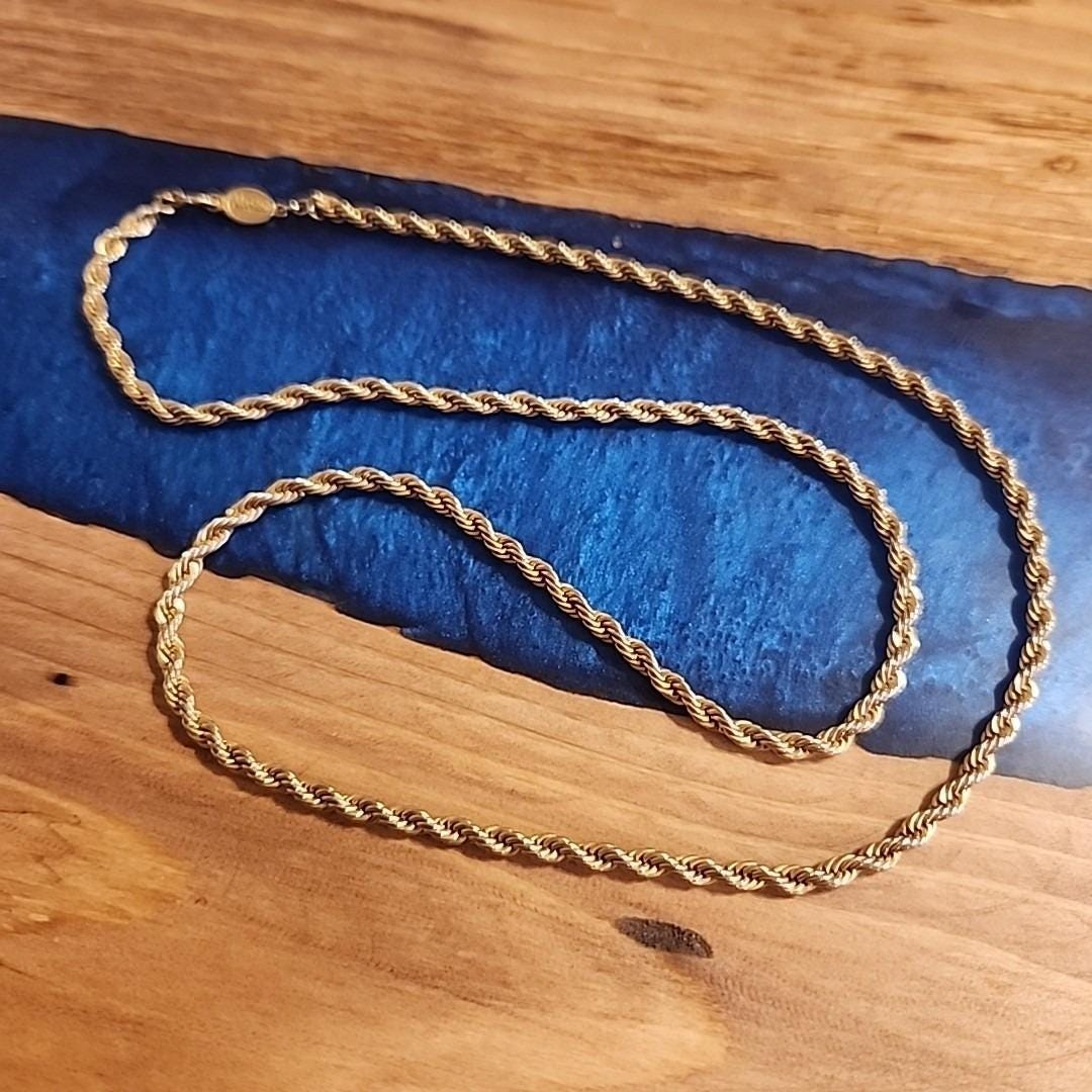 Vintage Signed Napier Gold Tone Rope Twist Chain Necklace 24 Inches ...