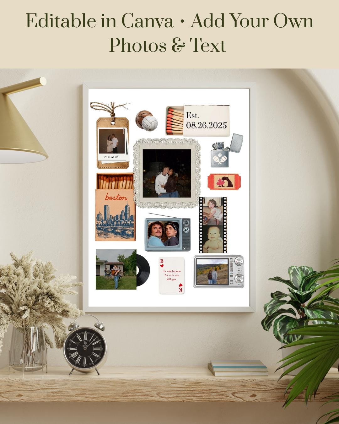 Couples Photo Collage Editable Memory Scrapbook Canva Template - Etsy