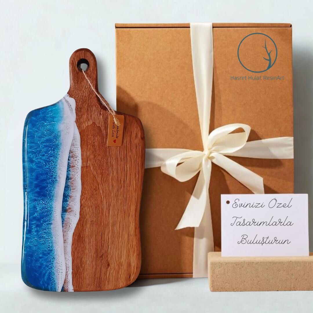 Handmade Walnut Charcuterie Board With Ocean Wave Resin Art - Etsy