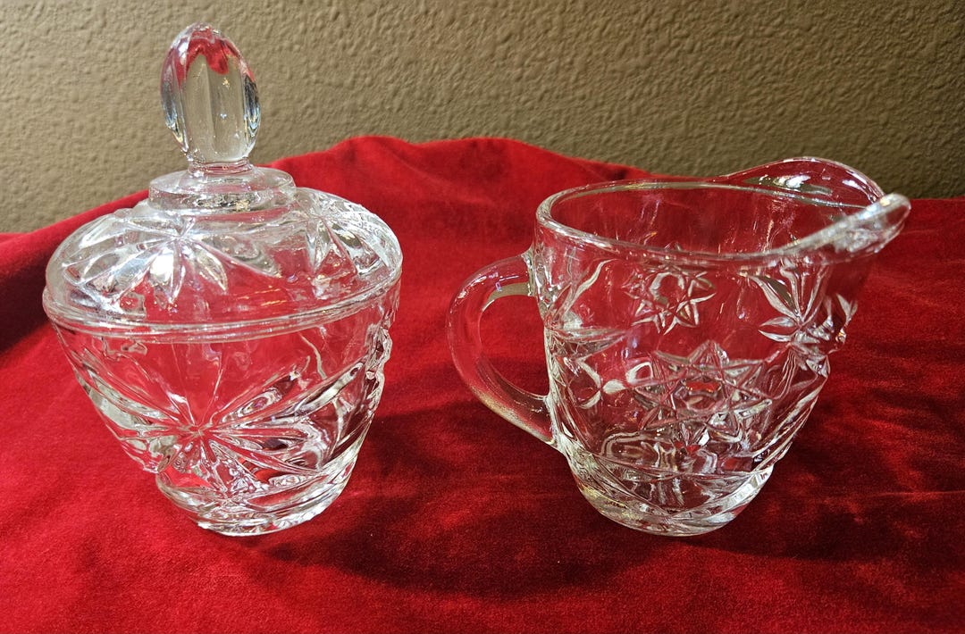 Vintage Anchor Hocking Star of David Sugar & Creamer Set - Etsy