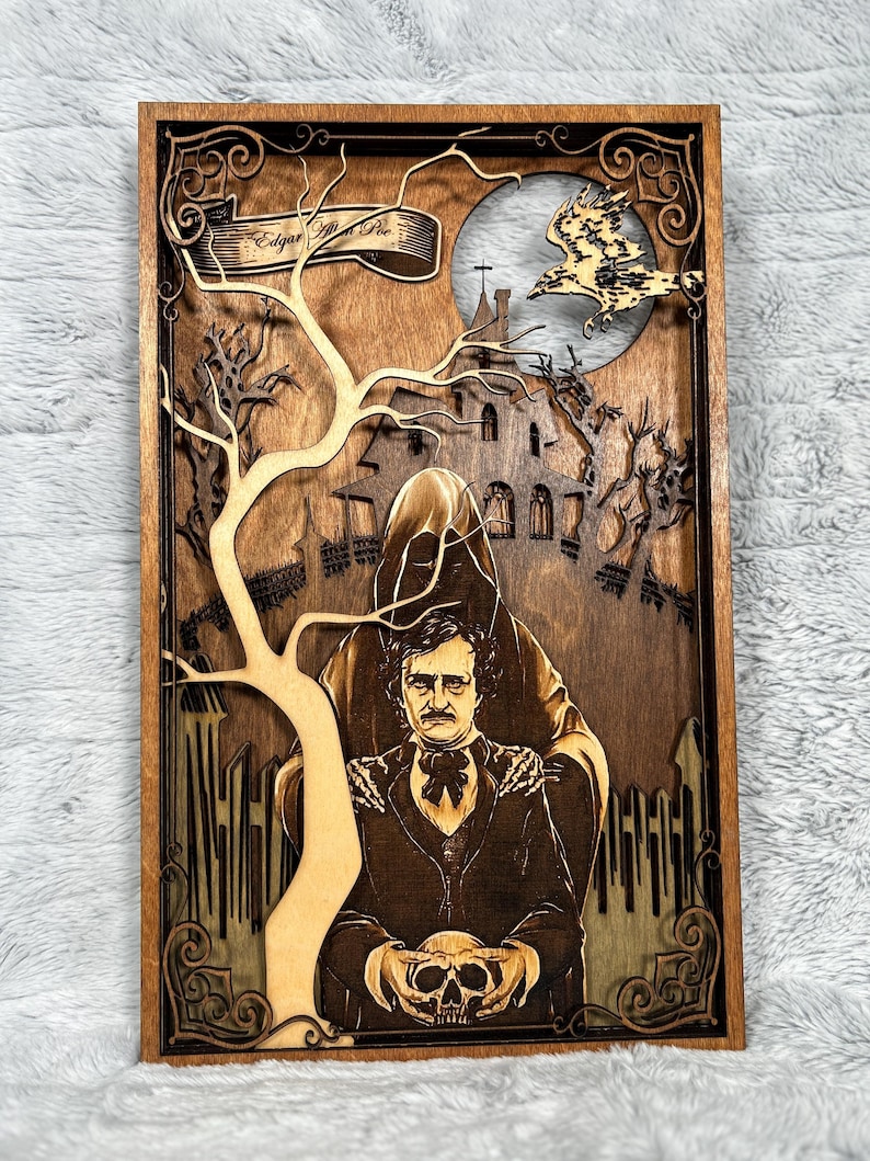 Edgar Allan Poe Shadow Box – Laser Cut Baltic Birch Gothic Wall Art ...