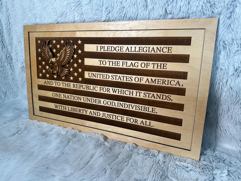 Laser Engraved Wooden American Flag | Pledge of Allegiance, Bald Eagle ...