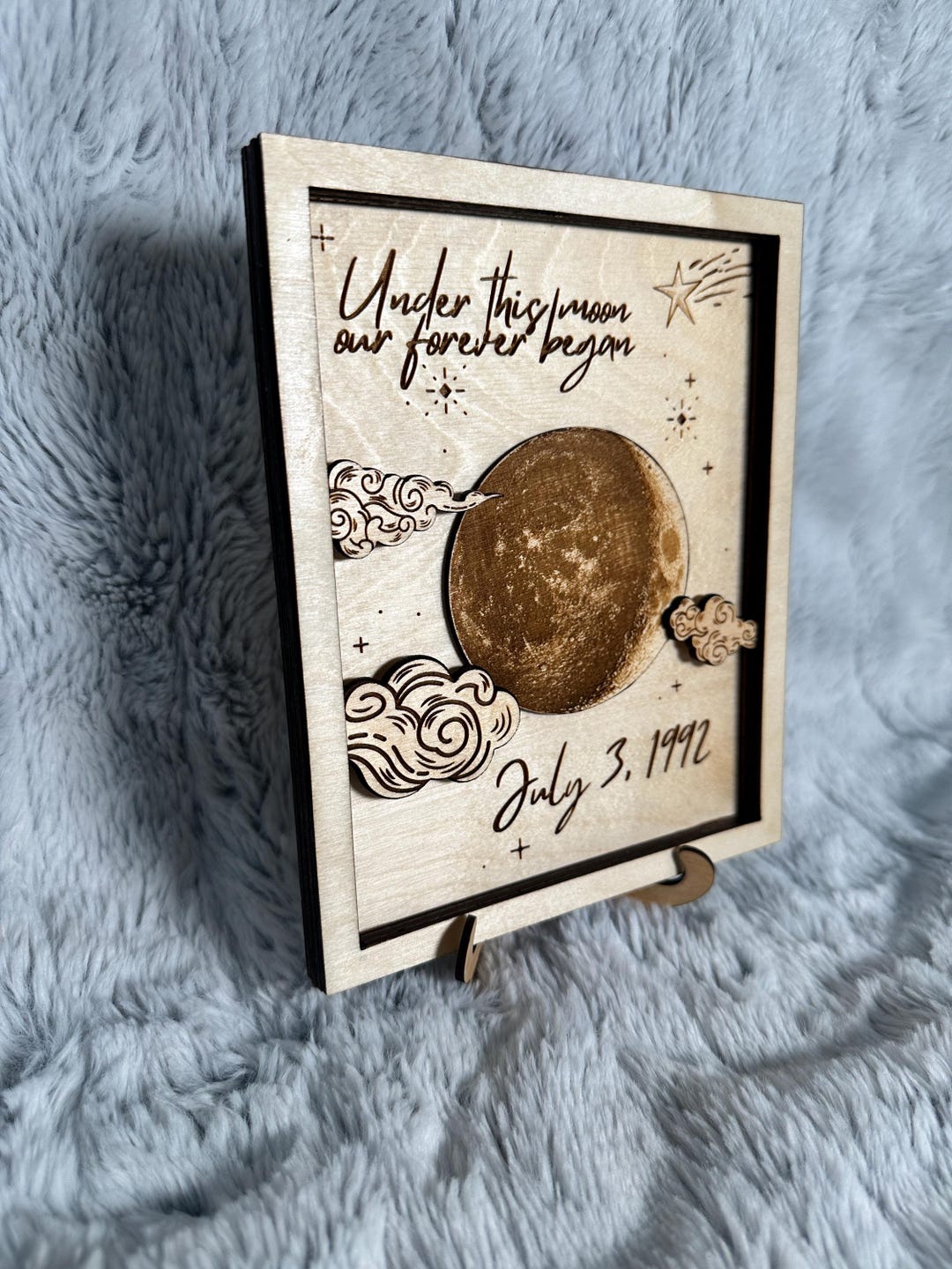 Custom Moon Phase Shadow Box • Laser Engraved Wood Anniversary Gift - Etsy