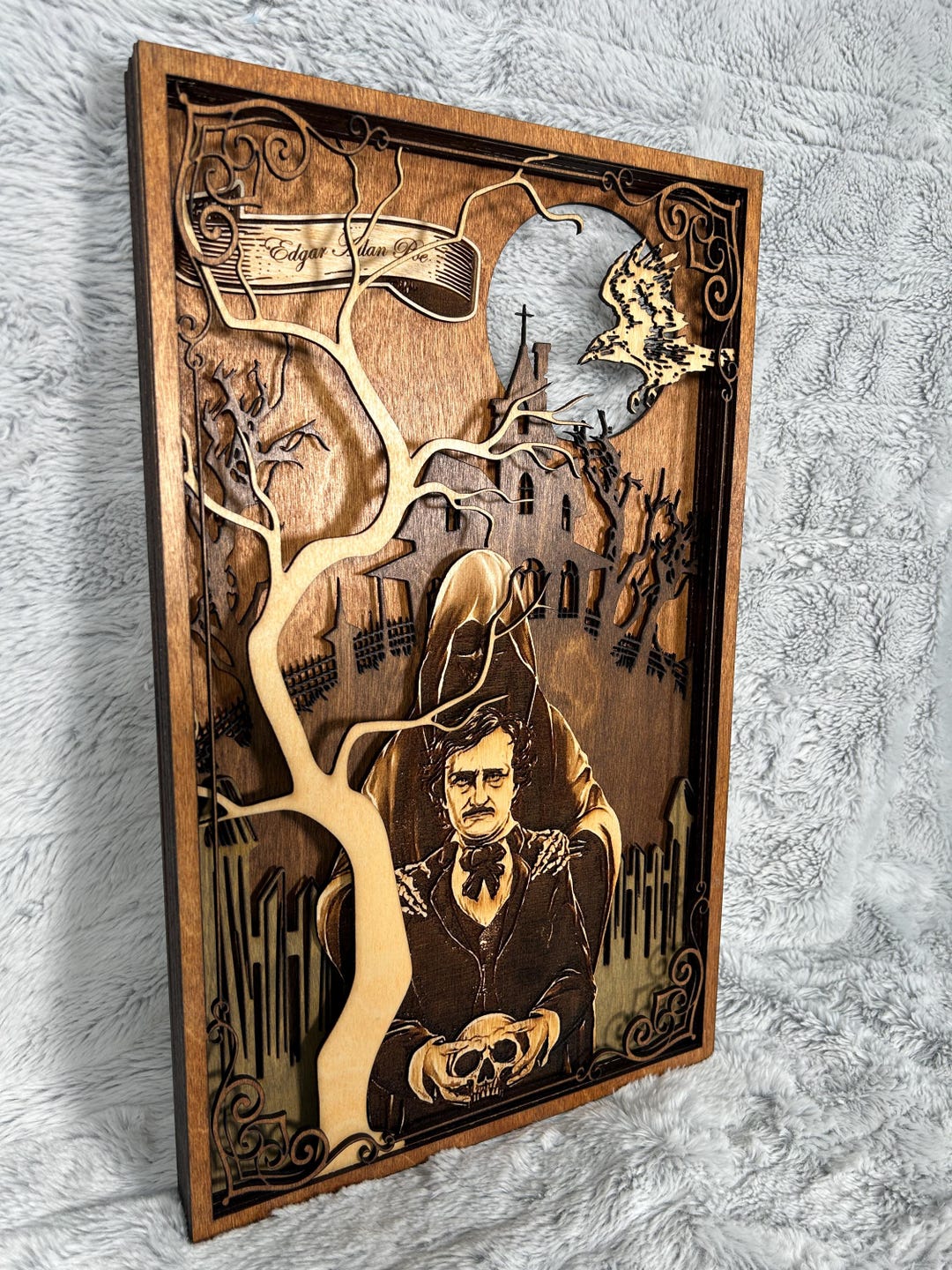Edgar Allan Poe Shadow Box – Laser Cut Baltic Birch Gothic Wall Art ...
