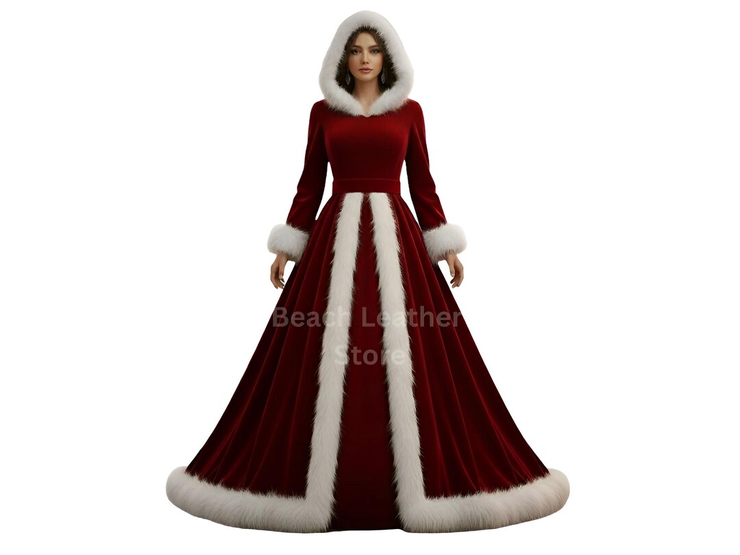 Luxury Velvet Christmas Cloak Gown for Women – Long Hooded Holiday ...