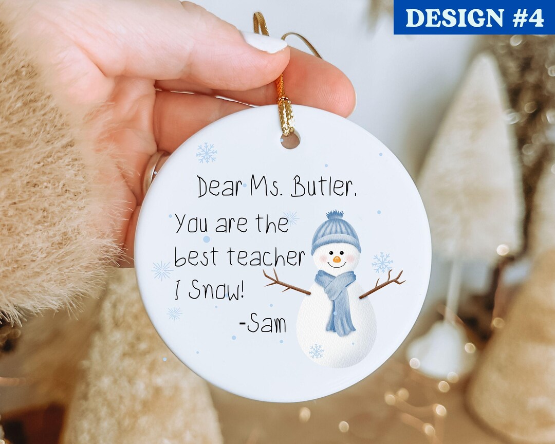 Personalized Snowman Christmas Ornament, Teacher Gift From Student - Etsy