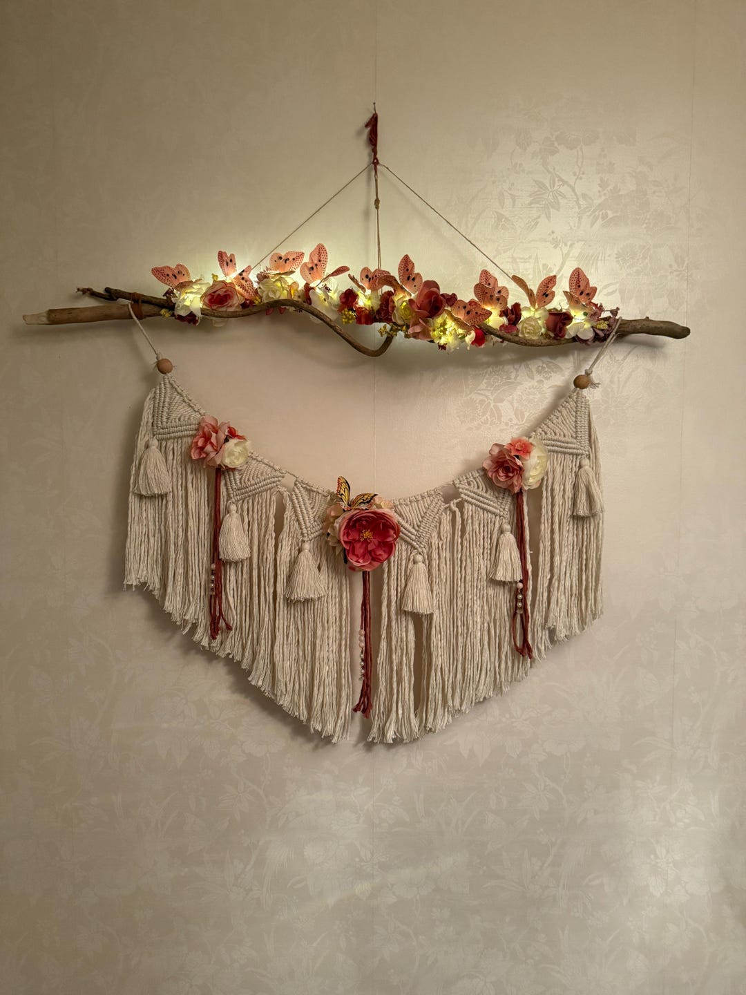 Petallight Wing Veil •boho Macramé Wall Hanging •driftwood & Fairy ...