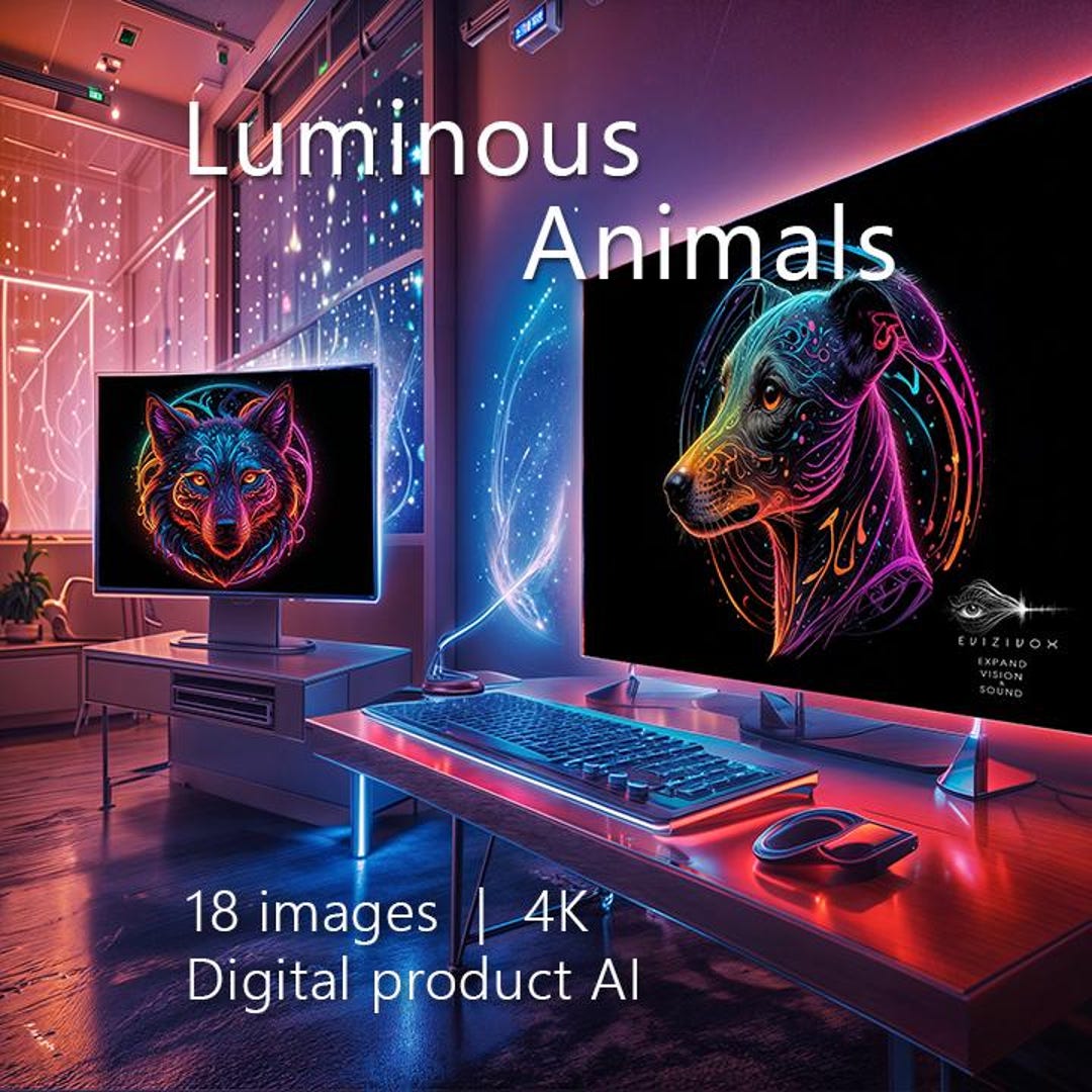 Luminous Animal Art - 18 Ai-generated 4K Images (digital Download) - Etsy