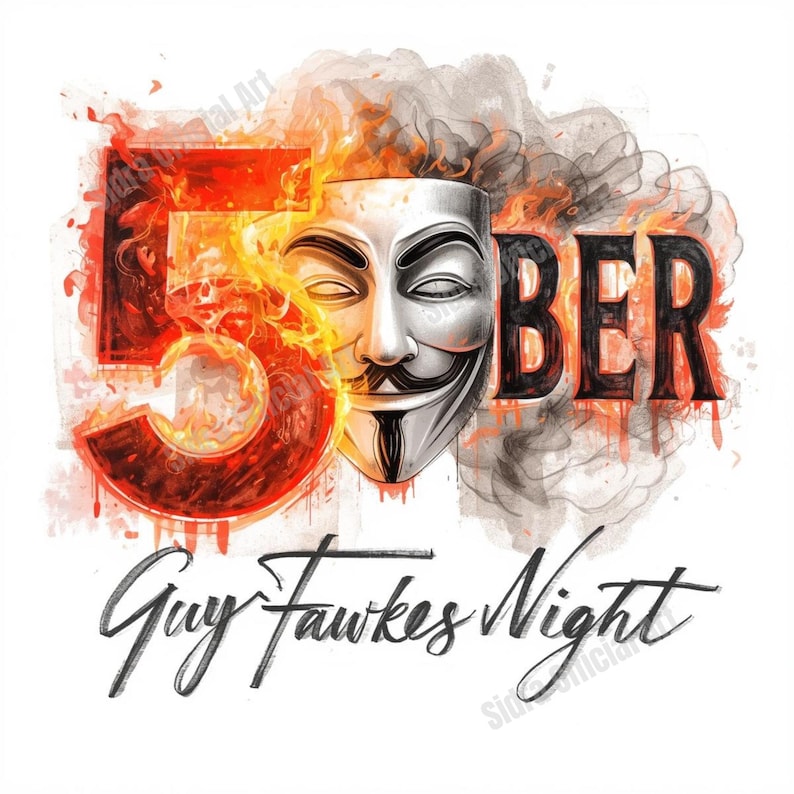 Guy Fawkes Night PNG | 5th of November Fire Mask Design | Bonfire Night ...