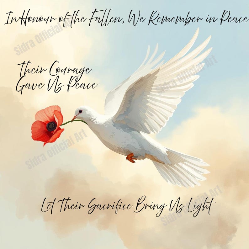 Remembrance Day | Dove With Poppy PNG - Etsy
