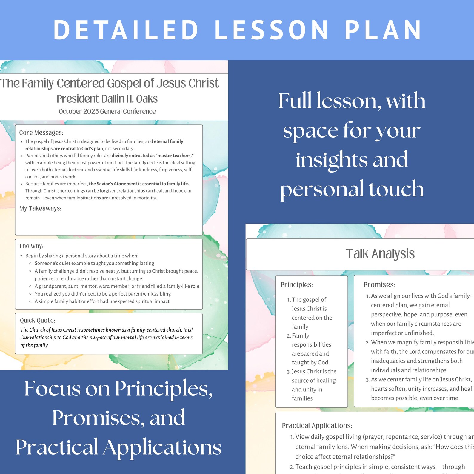 President Oaks Relief Society Lesson Plan: "the Family Centered Gospel ...